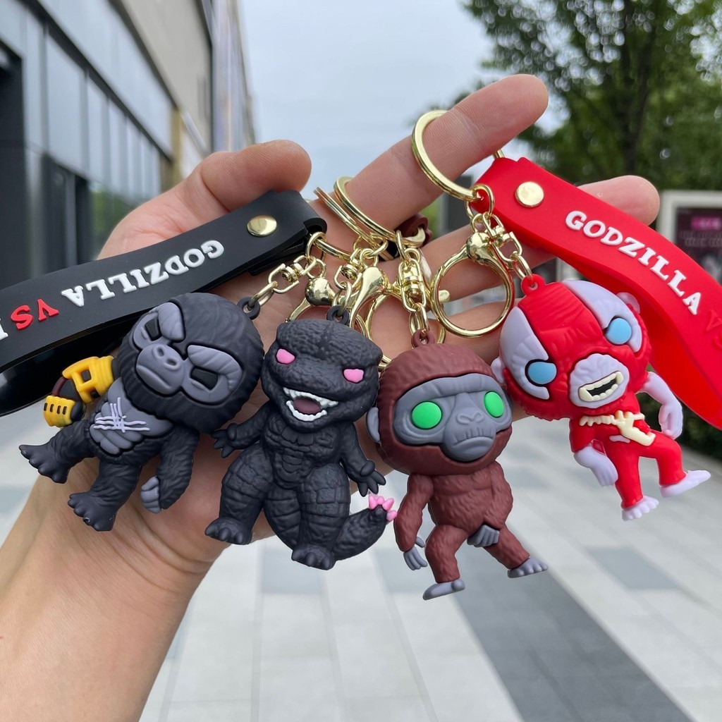 New Godzilla VS Kong Keychain 3D Cartoon Doll Key Chain Bookbag Pendant ...