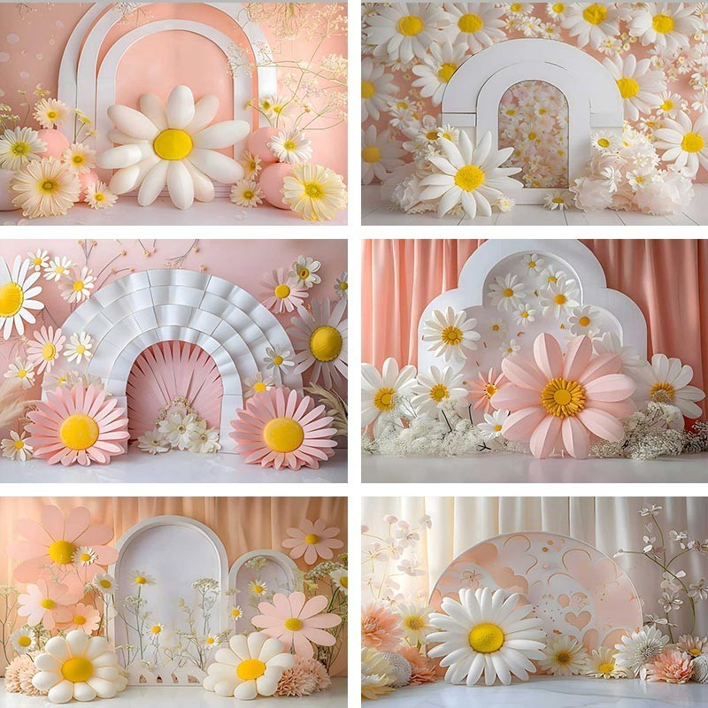 Daisy Flowers Party Backdrop For Baby Shower New Born Cake Smash Boy ...