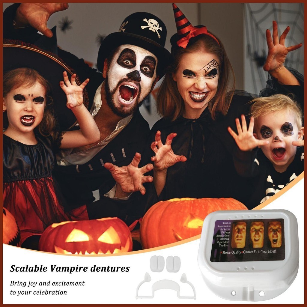 Resin Vampire Teeth Fangs Halloween Props Retractable Vampire Fangs ...