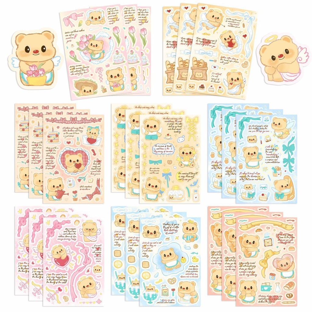 8 Sheets INS Style Butter Bear Waterproof Graffiti Guka Stickers for ...