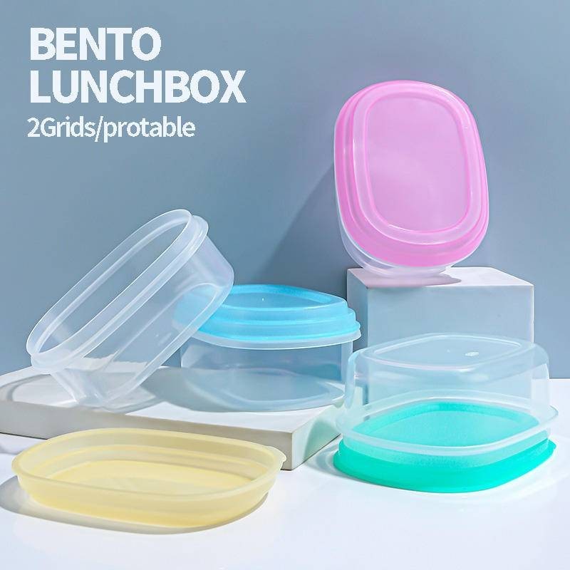 Lunch Box Transparent Portable Lunch Box 2 Grids Fruit Fresh-keeping ...