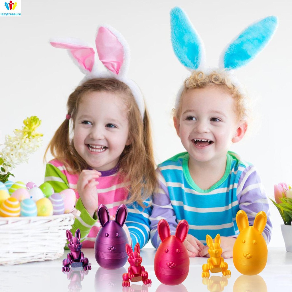 3D Printed Easter Bunny Eggs Festival Ambiance with Movable Joints Eye ...