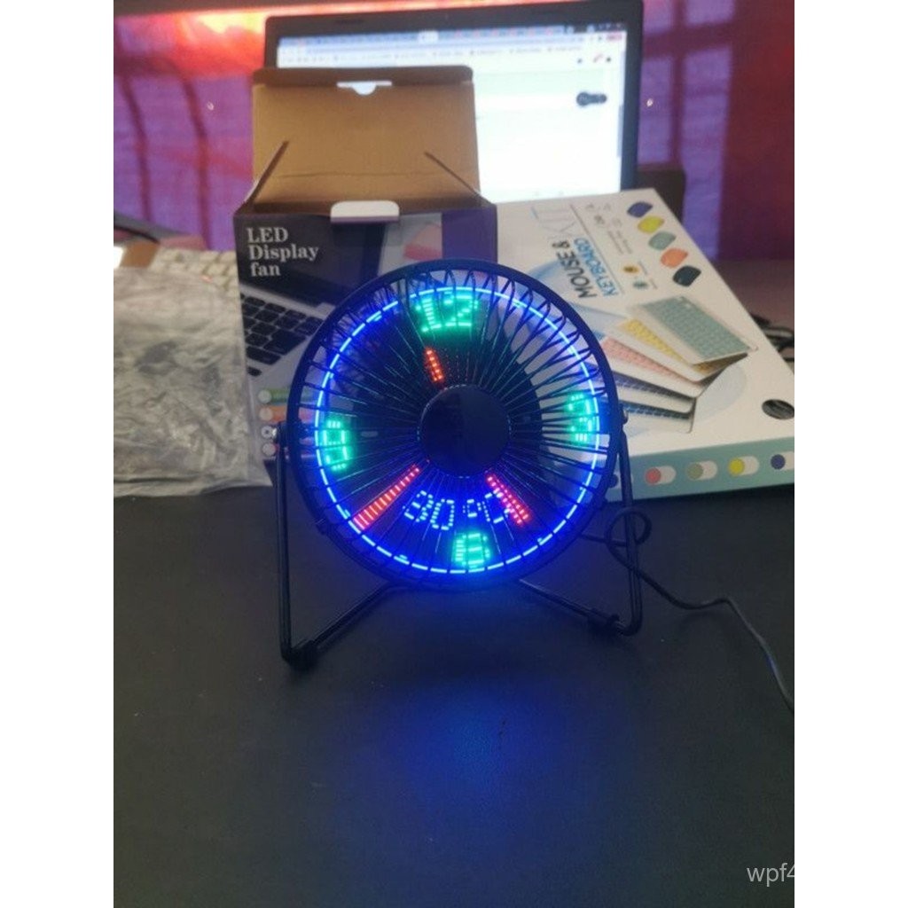 Usb Mini Fan Real Clock Room Temperature Black Technology Gift Direct ...