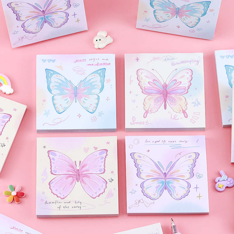 Butterfly Sticky Notes - Vibrant Design, Strong Adhesive, Cute Memo ...
