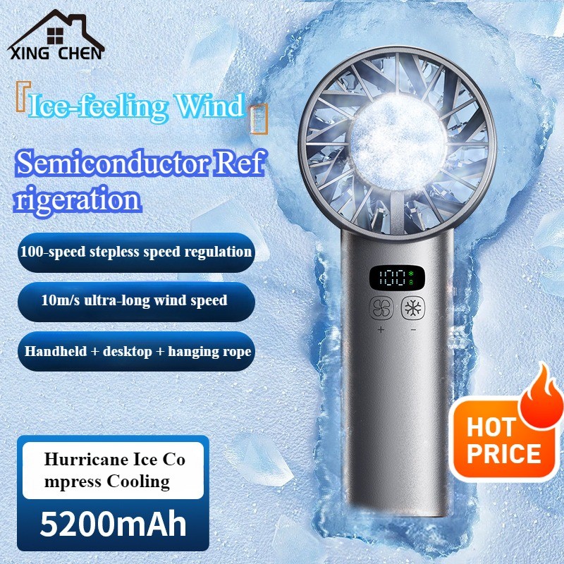 2025 New High-speed Cooling Handheld Fan 100 Gears Silent Ice Compress ...