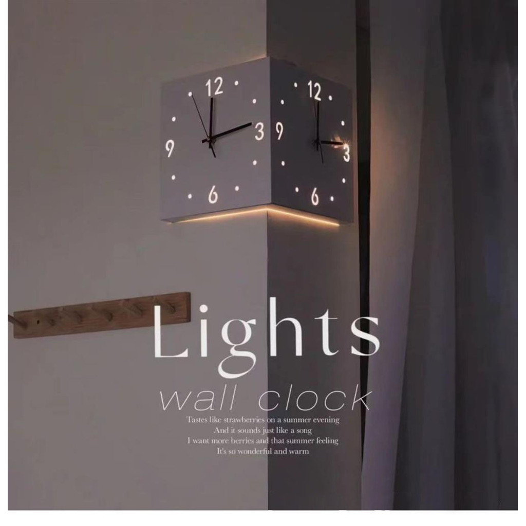 Ins Corner Double-Sided Wall Clock Living Room Creative Simple Modern ...