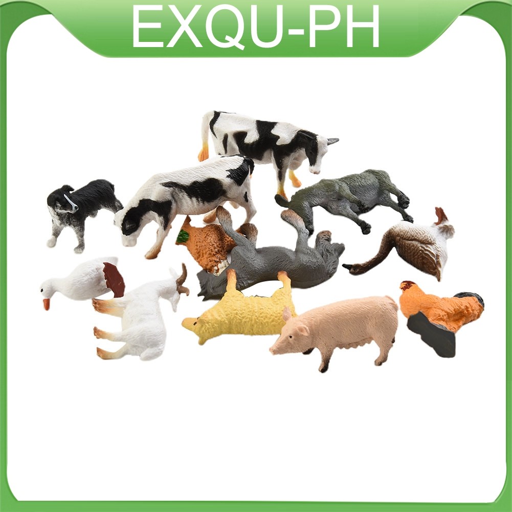 (EXQU-PH) 12Pcs Farm Animals Model Mini Farm Poultry Figure Kids Toys ...