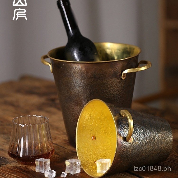 Brass Bar Ice Wine Bucket Japanese Style Outdoor Ice Cube Bucket ...