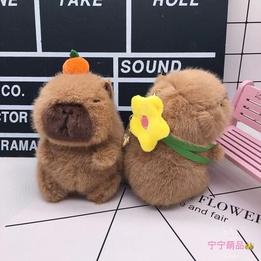 Straw Straw Capybara Keychain Schoolbag Plush Kapibala Dolls Co ...