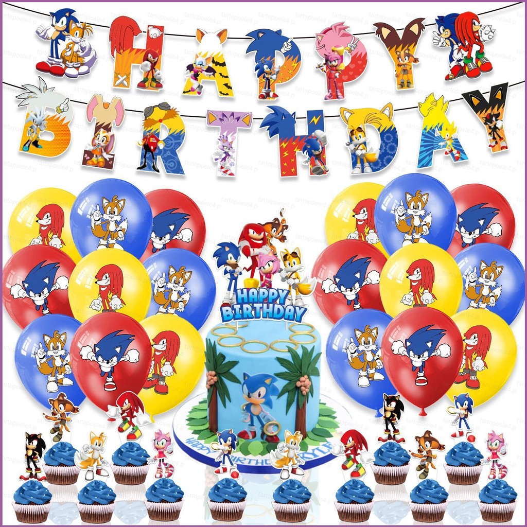 Sonic The Hedgehog Theme kids birthday party decorations banner cake ...
