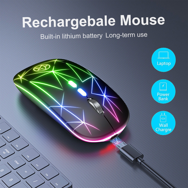 Wireless mouse rechargeable silent metal scroll wheel 2.4ghz dual DPI ...