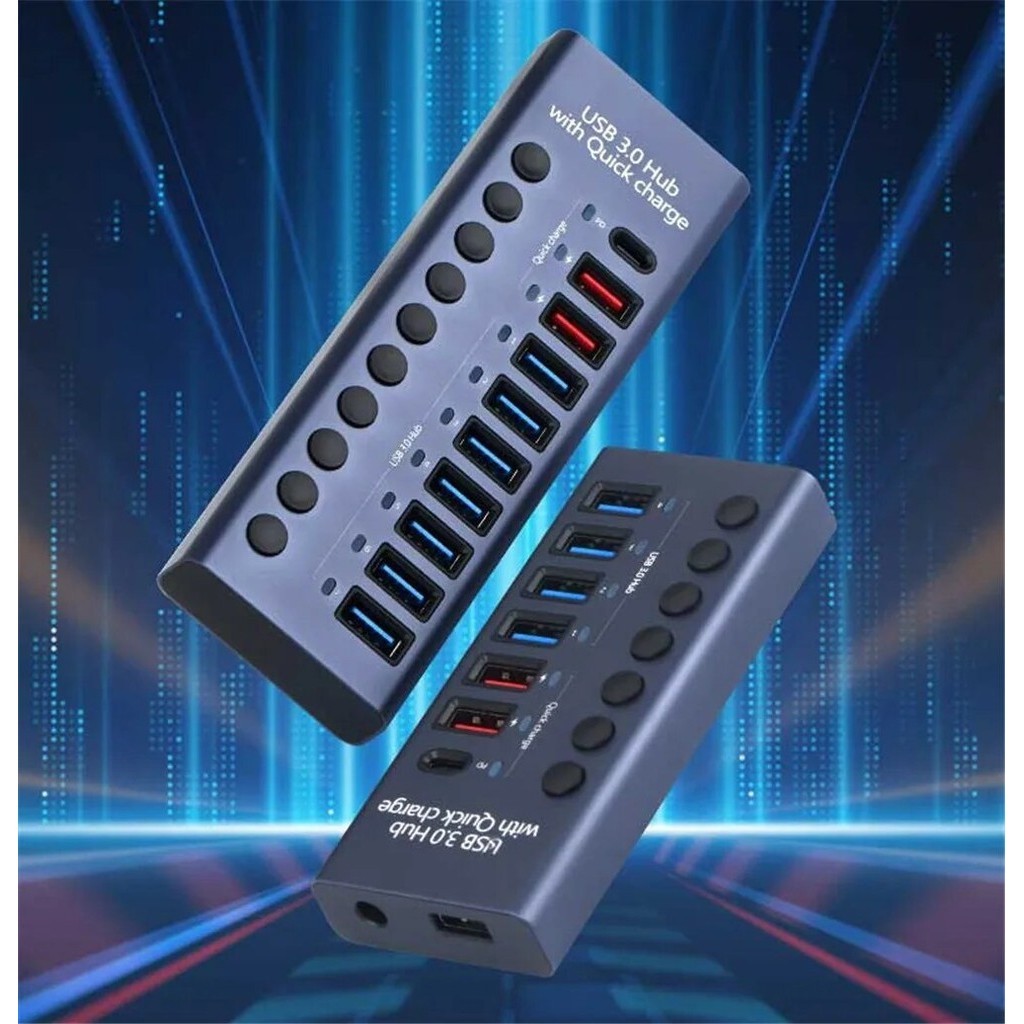 USB 3.0 Hub Socket Switch 10 Port Concentrator Multi-tap Multi-ports ...