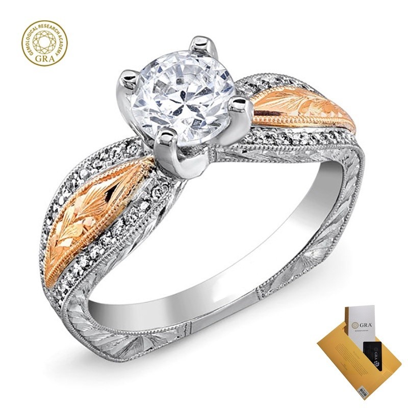 (with Gra Certificate) Fashion Ornament Two-Tone Micro Setting Ring ...