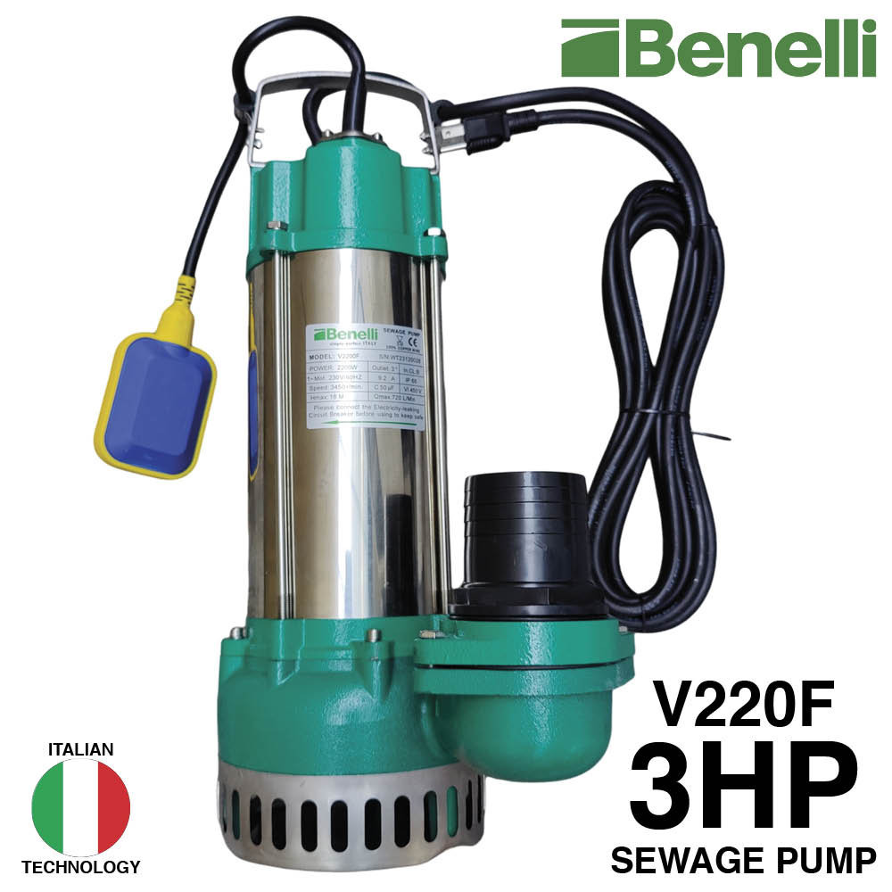 Benelli Submersible Pump 3.0HP V2200F Sewage American Plug Output w ...