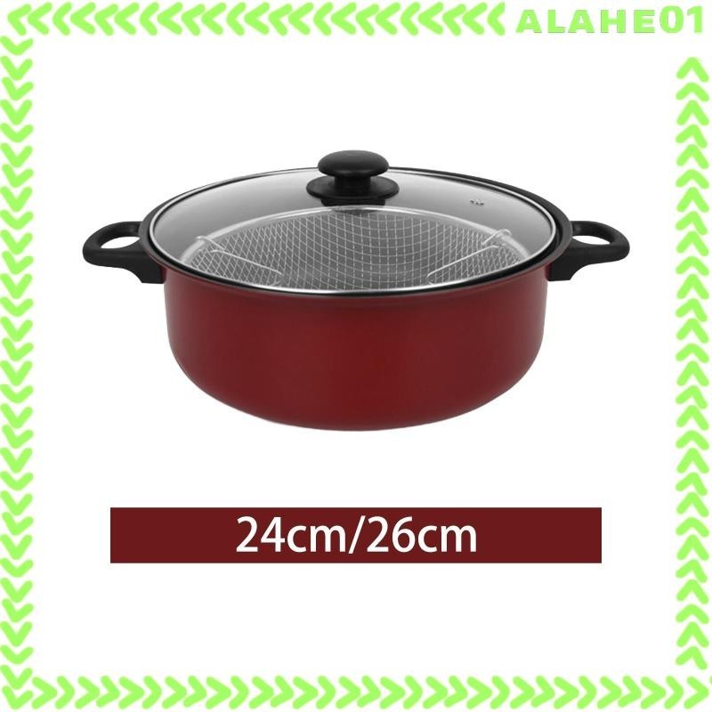 [Alahe] Non-Stick Fryer Pot Deep Frying Fryer Cooking Pot Mesh Basket ...