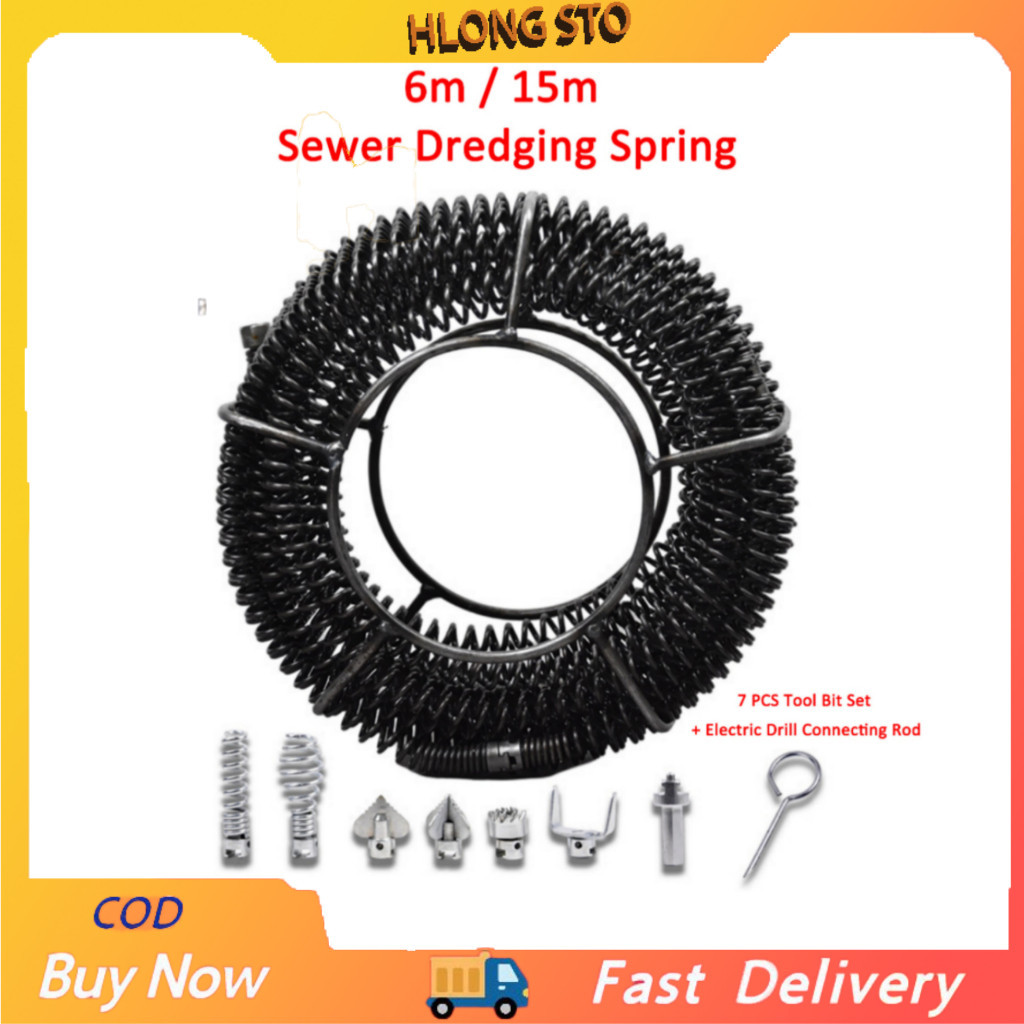 6m / 15m Sewer Dredging Spring Electric Drill Drain Cleaner Machine ...
