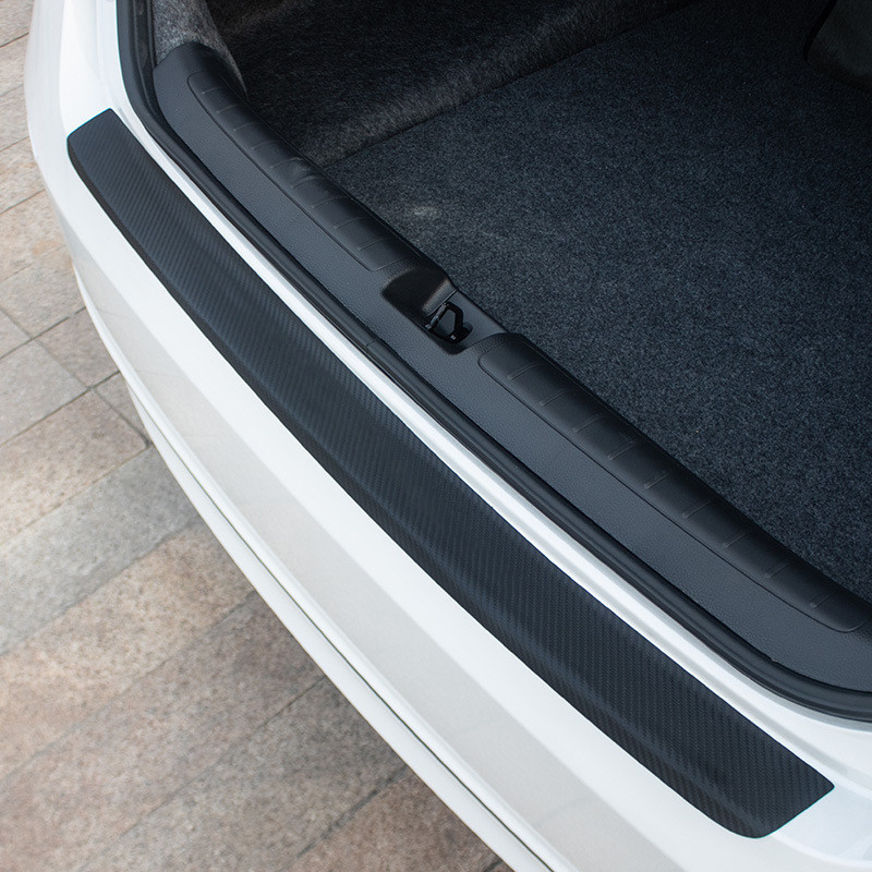 3D Carbon Fiber Textured Leather Car Trunk Door Sill Plate Protector ...