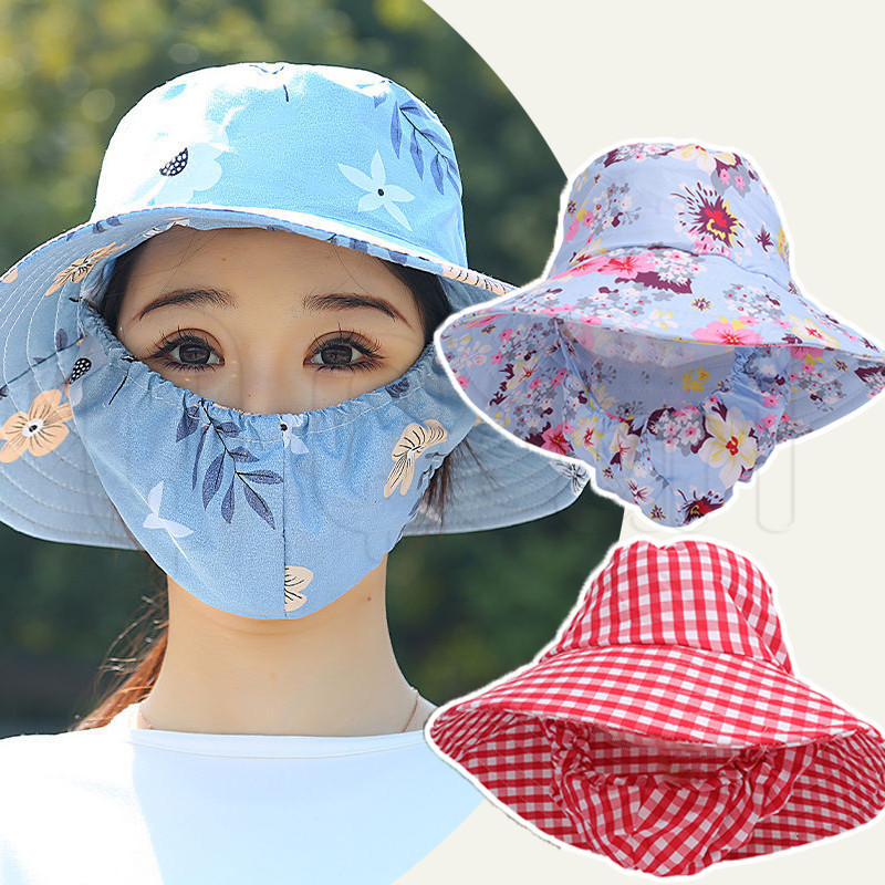 2 in 1 Bucket Hat With Mask - Wide Brim Sun Hat - Full Cover UV ...