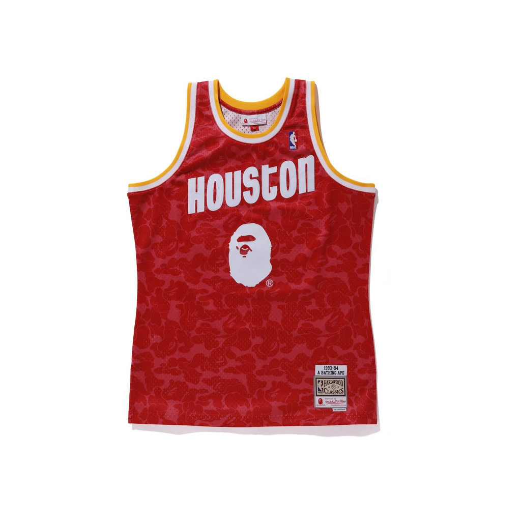 BAPE x Mitchell & Ness Rockets Camo Basketball Swingman Jersey (Red ...