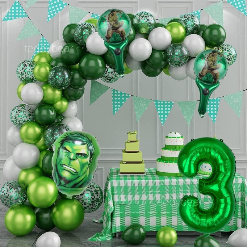 The Avengers Superhero Hulk Balloons Garland Arch Kit Green Number ...
