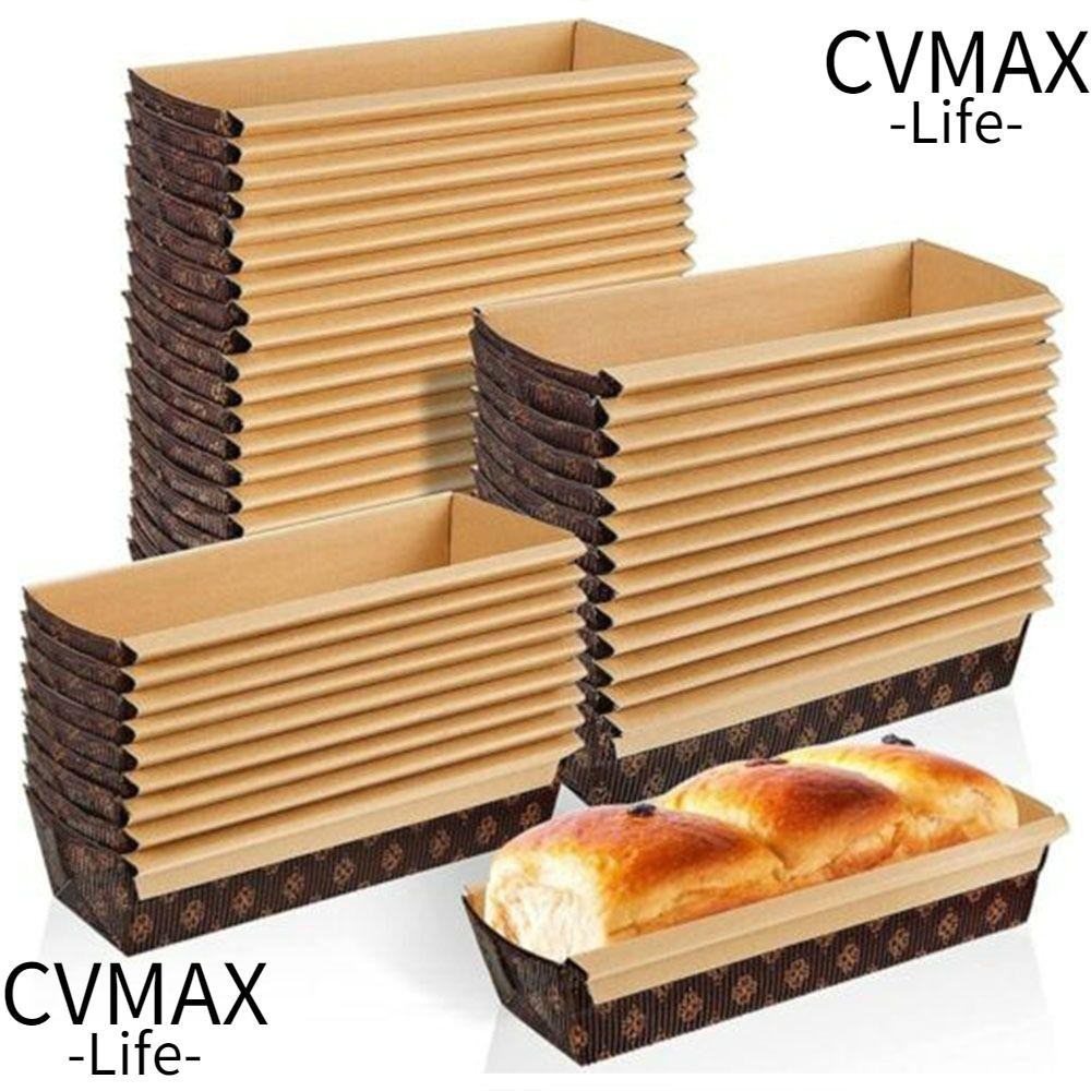 CMAX 25Pcs Cake Liner, Kraft Rectangle Bread Tray, Disposable Baking ...