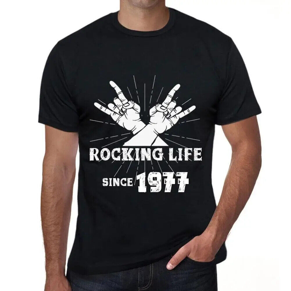 2024 waffle gift for friends Mens Graphic Life Rock Since 1977 Graphic ...