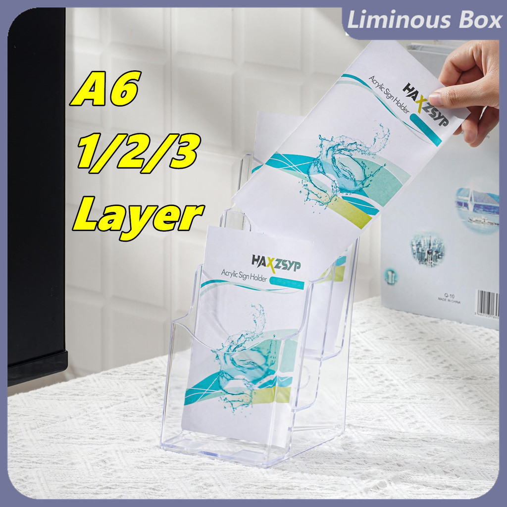 A6 Acrylic Wall Mount Brochure Flyer Holder Clear Pamphlet Menu Display ...