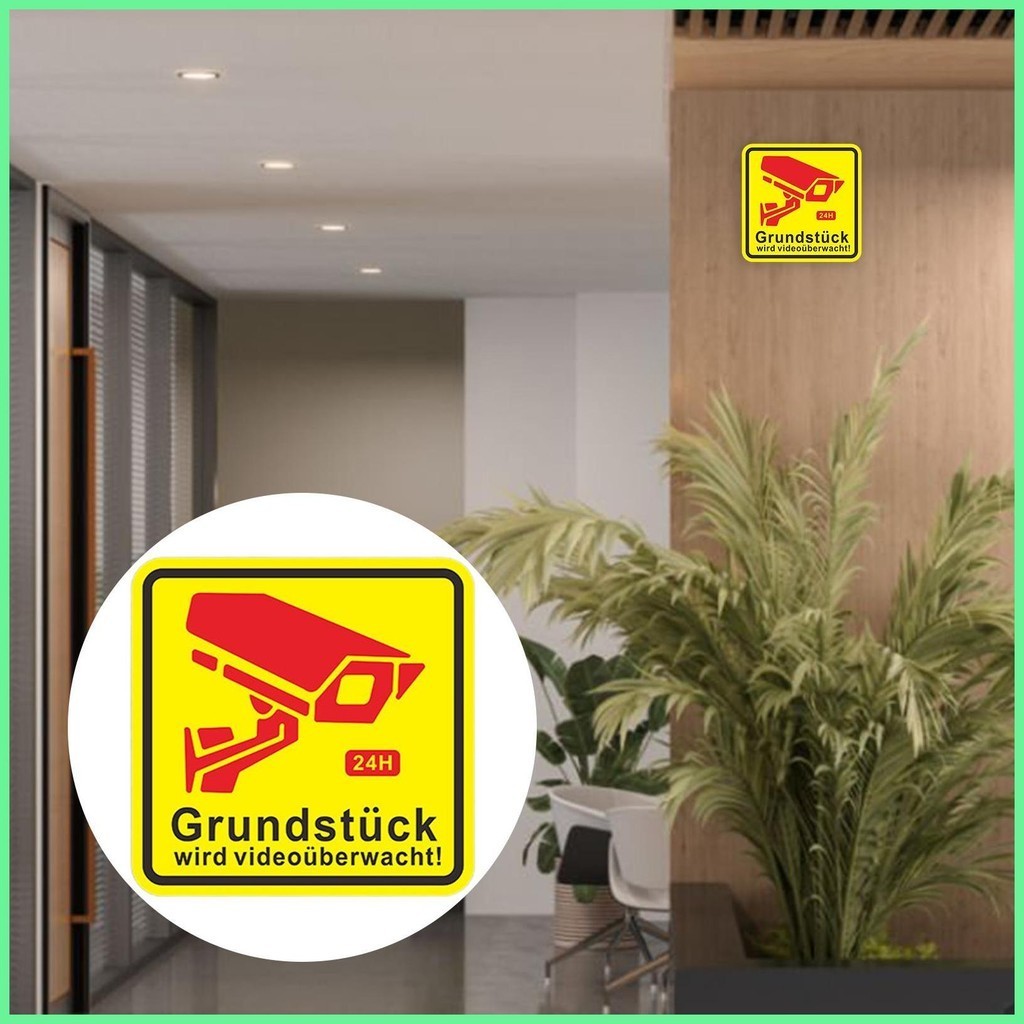 Video Observation Sign Adhesive 24-Hour Security Warning Signs ...