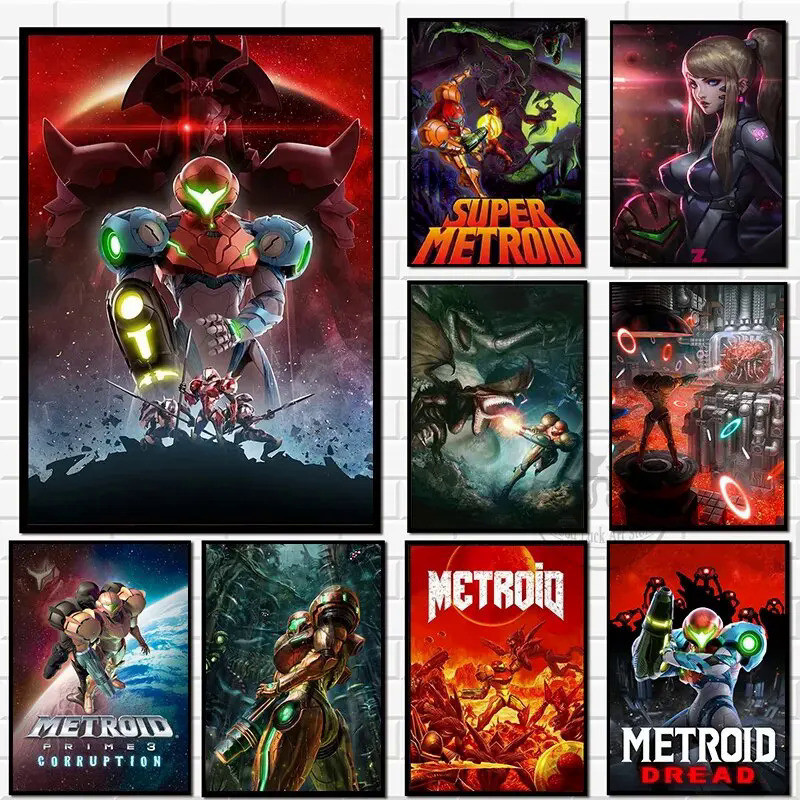 Metroid Themed Poster Featuring Samus Aran Video Game PS4 Sci fi Cover ...