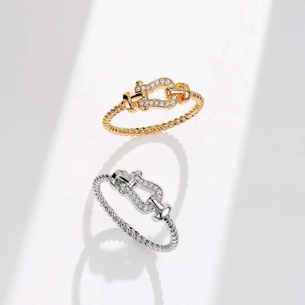 New Product Thin Version Twist Horseshoe Diamond Ring U-Shaped 8-Shaped ...