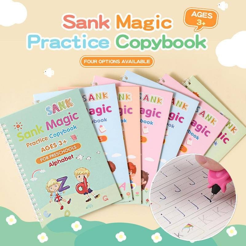 4 Books/sets Magic Calligraphy Practice Books With Pen Children English ...
