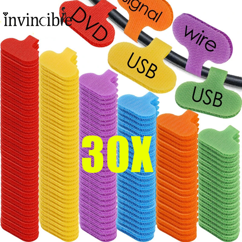 30Pcs Writable Data Cables Label Reusable Multi-Color Waterproof Nylon ...