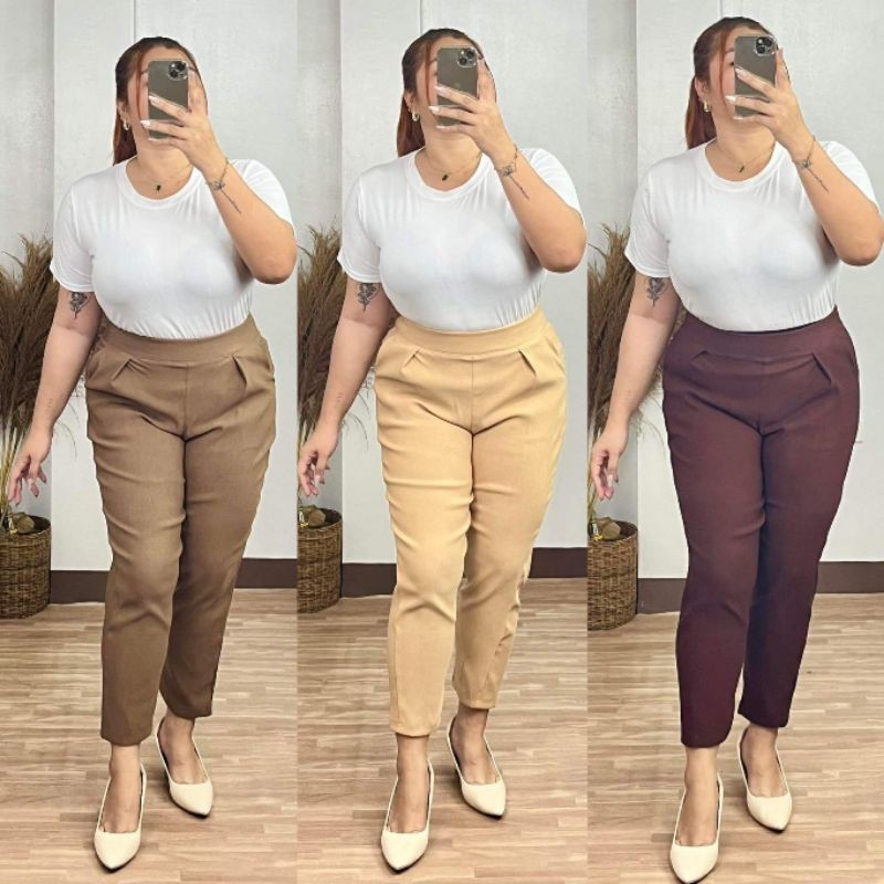 CurvyFashionTrends - PLUS SIZE PLEATED SKINNY TROUSER PANTS | fit 34 ...