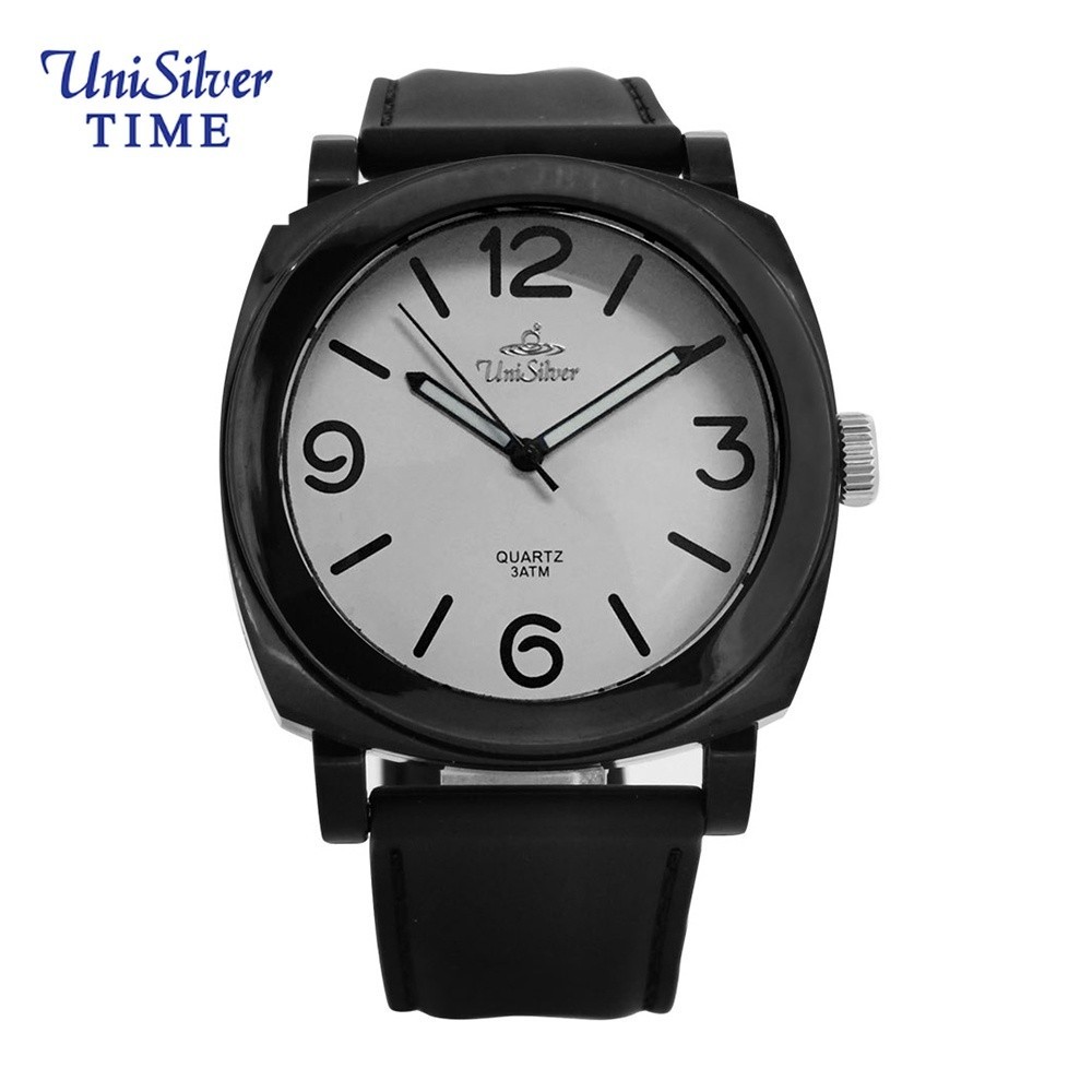 UniSilver TIME KONVEX QUIDS Men's Large Analog White/Black Rubber ...