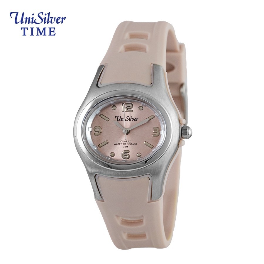 UniSilver TIME LODESTAR Women's Small Analog Metallic Nude Rubber ...