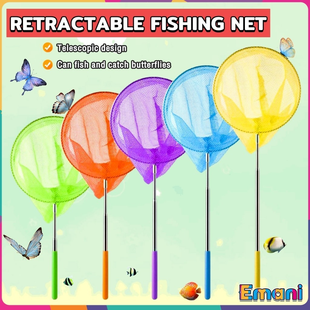 Em Children Butterfly Catch Net Stainless Steel Telescopic Fishing Net ...