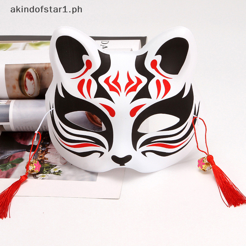 { Halloween } Anime Foxes Mask Japanese Cosplay Rave Hand-Painted Anime ...