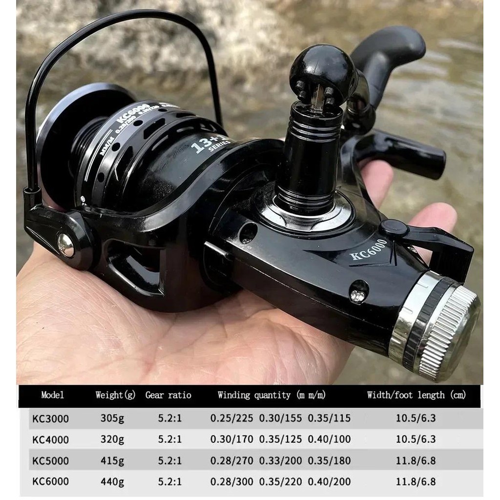 No Gapless Front Rear Double Brake Fishing Reel Gear Ratio 5.2:1 Big ...