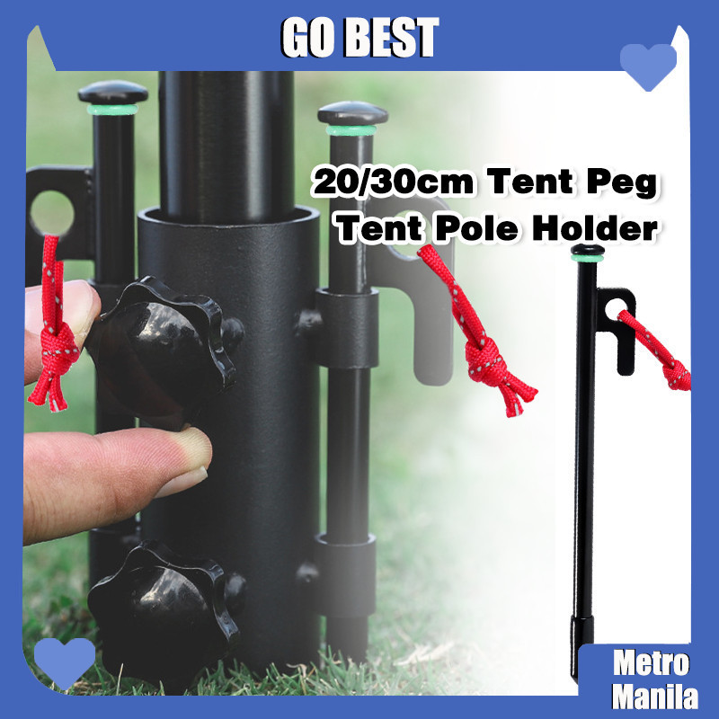 Adjustable Camping Tent Pole Holder And 20/30cm Camping Tent Peg Canopy ...