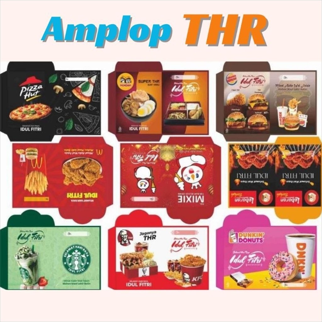 (10pcs) Thr Eid Al-Fitr Angpao Envelopes with Snack Fast Food Mixue Mcd ...