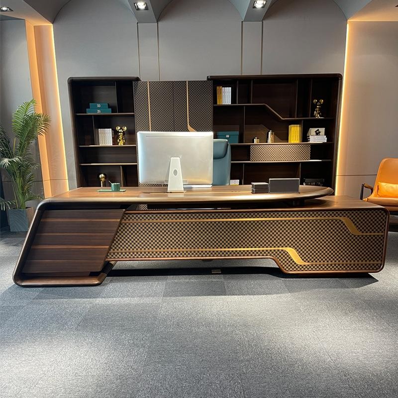 Executive Office Desk and Chair Set, CEO Large Desk, High-End Boss ...
