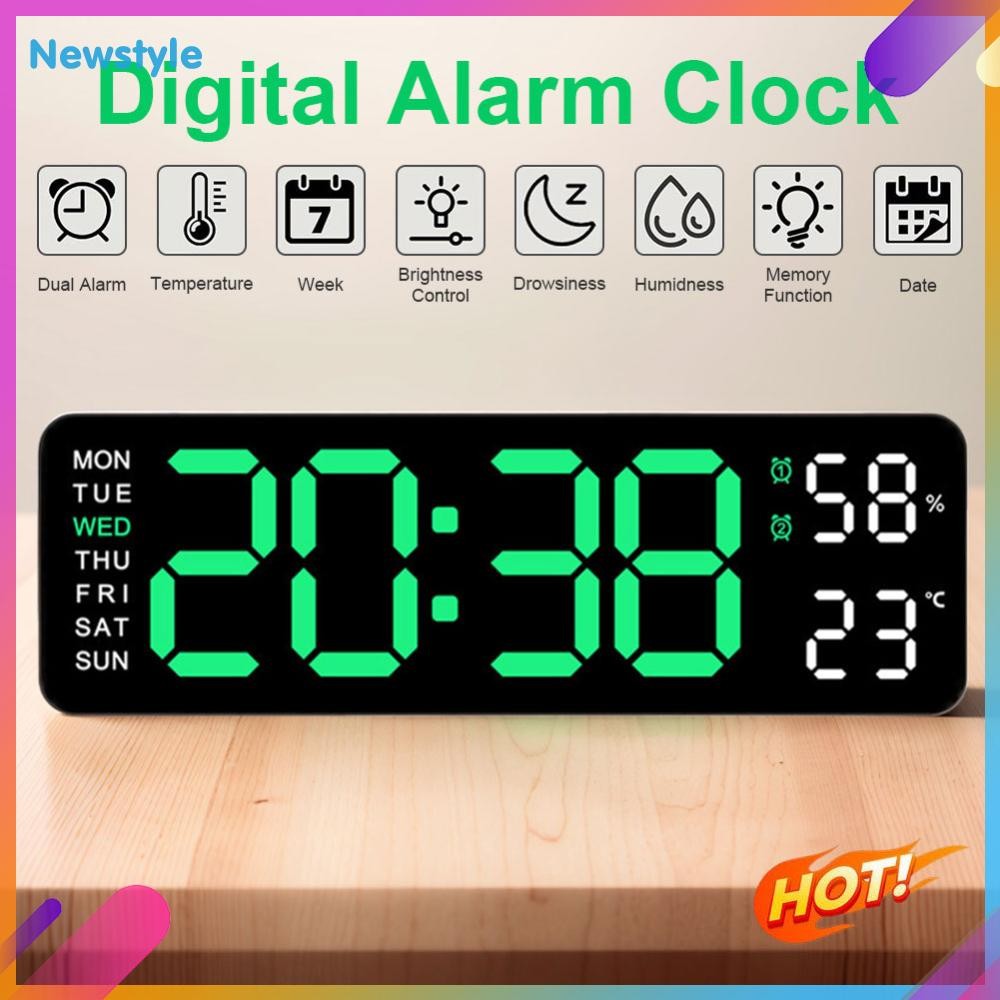 LED Mirror Clock Digital Alarm Snooze Display Time Multifunctional USB ...