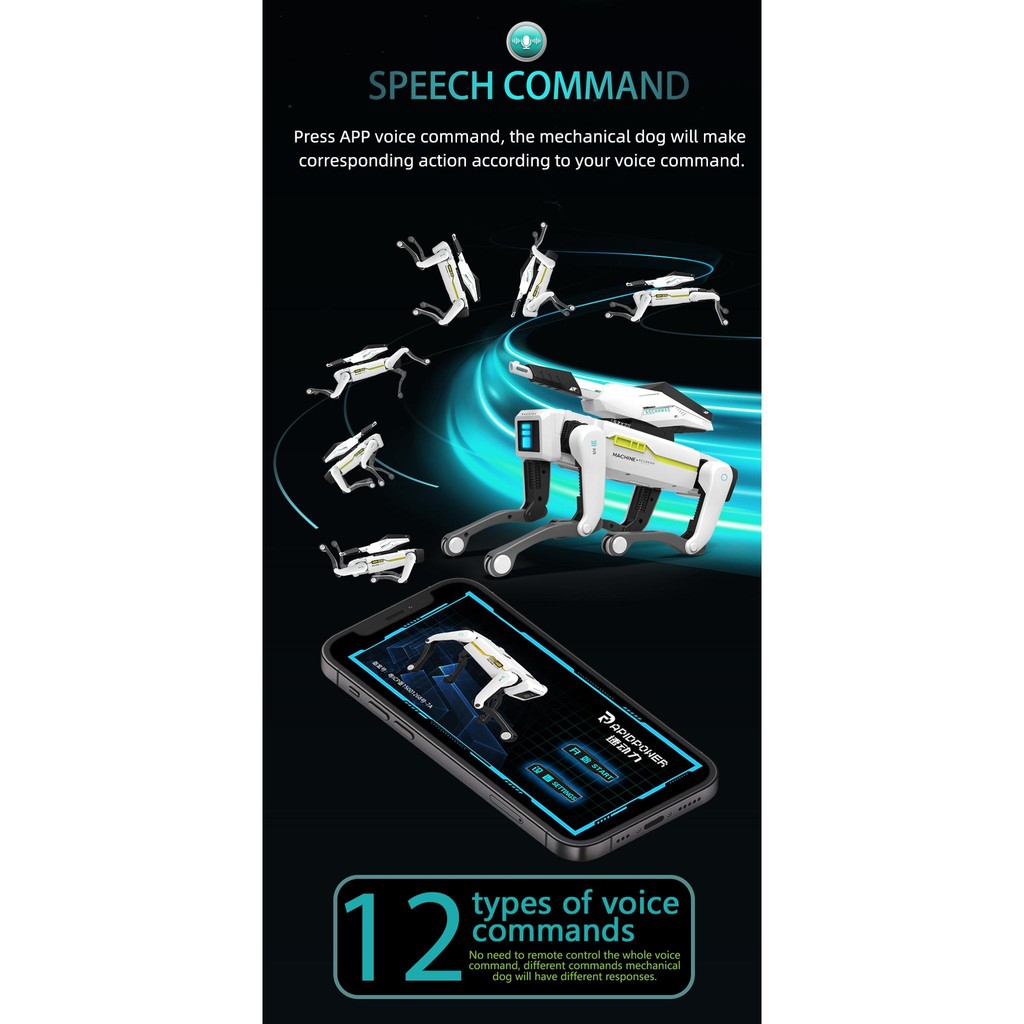 Electric RC Ai Intelligent Robot Dog Multifunction Bluetooth RC ...