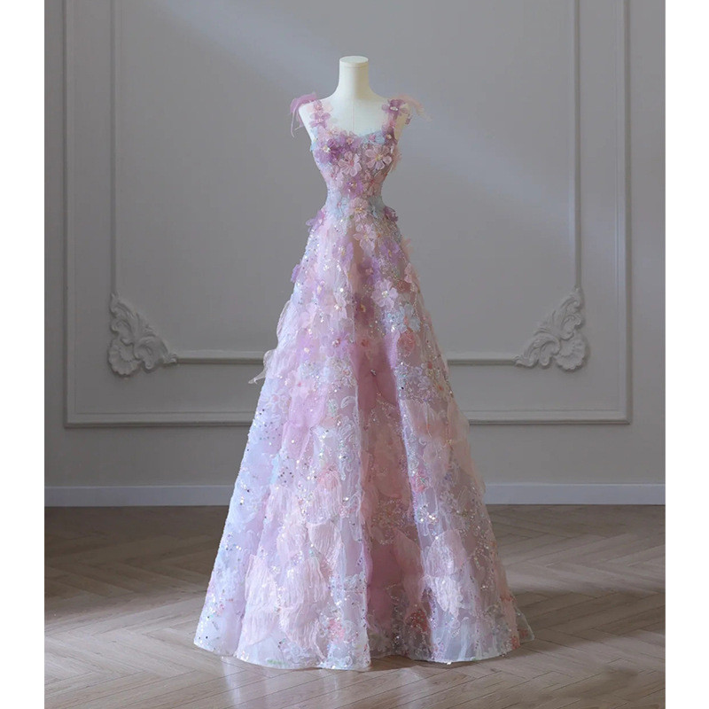 Purple Evening Dress New Style High-Fixed Light Luxury Dress Host Niche ...
