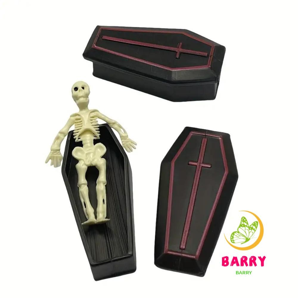 BARRY 5pcs Halloween Mini Coffin Box, Black Removable Miniature Empty ...