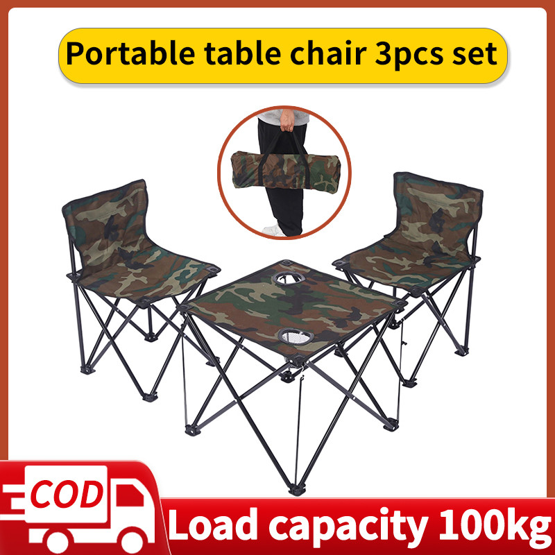 3Pcs/Set Folding Table and Chair Outdoor Portable Self-driving Camping ...