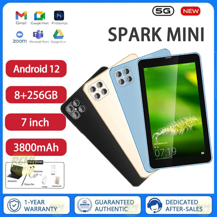 SPARK MINI Tablets Android Original 8GB+256GB 3800mAh 5G/Wifi Gold 7 ...