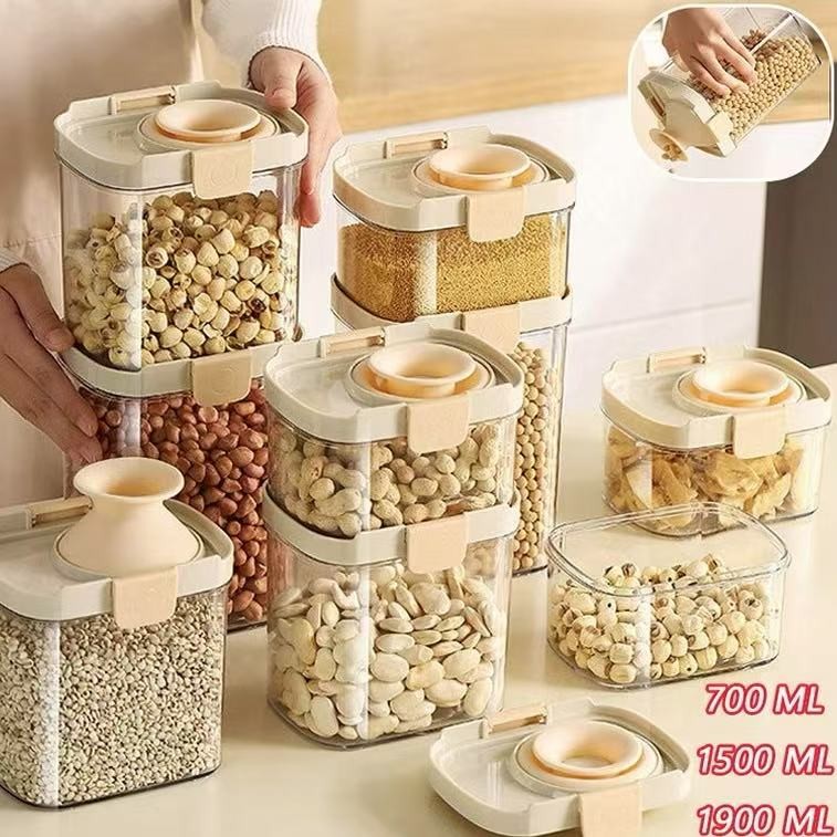 CS_ Stackable Transparent Food Storage Container Kitchen Organiser ...