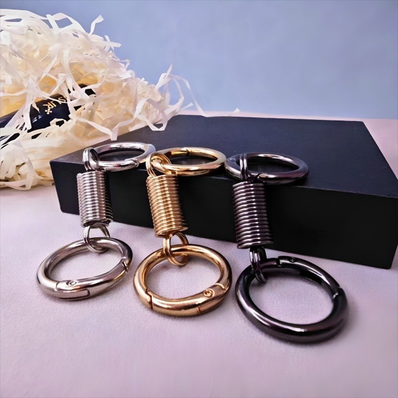Spring Double Coil Metal Keychain Solid Color Business Key Rings for ...