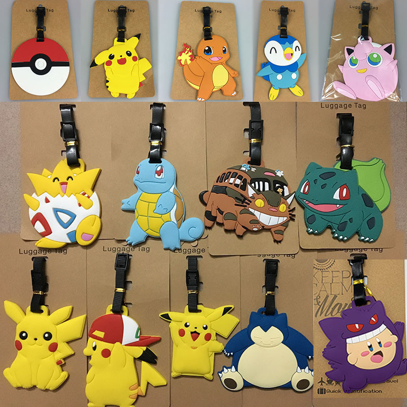Anime Cartoon Pokemon Pikachu Suitcase Luggage Tag Cartoon ID Address ...